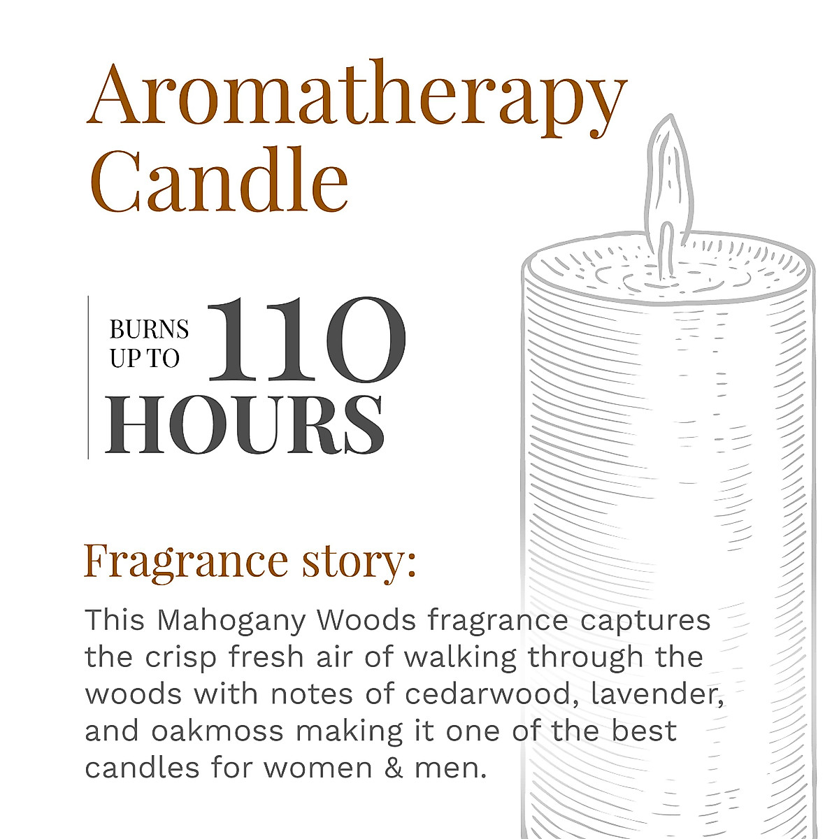 Candle-lite Scented Candles, Mahogany Woods Fragrance, One 18 oz. Single-Wick Aromatherapy Candle with 110 Hours of Burn Time, Brown Color