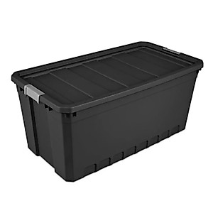 50 Gallon Stacker Tote Plastic, Black, Set of 3 Storage Boxes