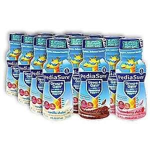 PediaSure Grow and Gain With Immune Support Shake | Complete Balanced Nutrition | PediaSure Strawberry, PediaSure Vanilla, and PediaSure Chocolate Flavors | 12 Pack | Niro Assortment