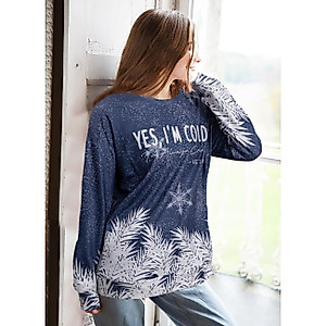 DUTUT Yes I'm Cold Me 24:7 Sweatshirt Women Im Always Cold Graphic Long Sleeve 2024 Winter Lightweight Christmas Pullover Top