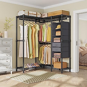 VIPEK V6E Heavy Duty Clothes Rack with 6-Shelf Hanging Closet Organizer, Portable Metal Clothing Rack Large Freestanding Closet Wardrobe for Bedroom, Max Load 780 LBS, Black