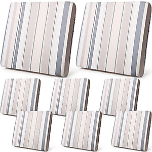 Newwiee 8 Pcs Patio Stretch Sofa Cushion Cover Outdoor Cushion Cover Replacement Patio Furniture Cushions Couch Slipcovers Chair Seat Cover Soft Flexibility Protector (Gray Beige)