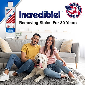 INCREDIBLE! Stain Remover - Commercial Pack Quantity, Professional Stain Cleaner For Carpets, Fabric, Linen, Laundry, Mattress, Car Upholstery – Pet Stains, Urine, Blood, Ink, Wine, 16.oz, Pack of 6