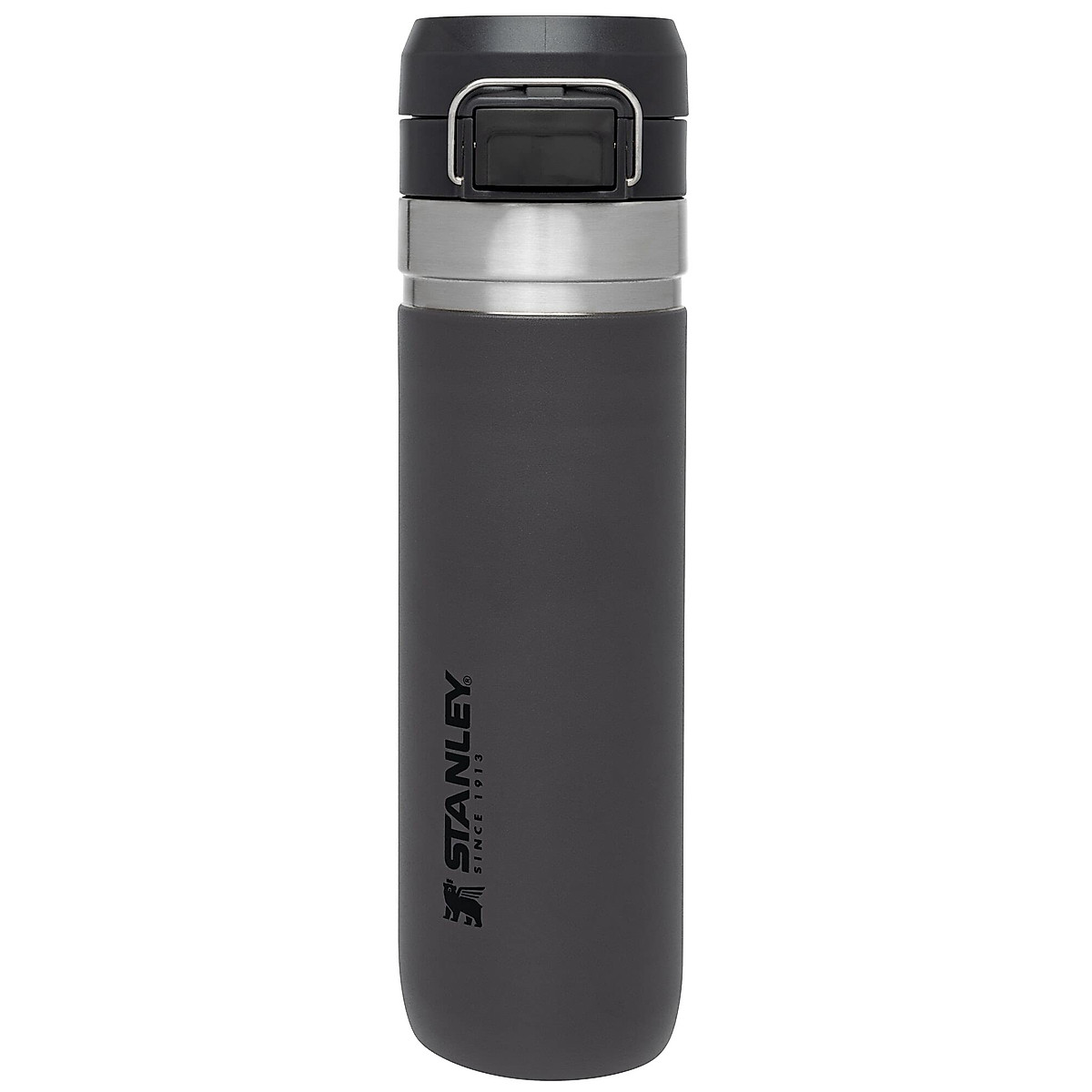 Stanley Quick Flip GO Water Bottle 24 OZ / 0.71 L | Push Button Lid | Leakproof & Packable for Travel & Sports | Insulated Stainless Steel | BPA-Free | Charcoal