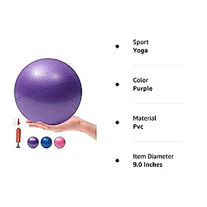 MOMPLUS 6 Inch Exercise Pilates Mini Yoga Balls Barre for Home Stability Squishy Training Physical Therapy Improves Balance Core Strength Comes with Pump(Purple, 6 Inch)
