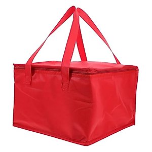 FUNOMOCYA 2pcs Insulation Ladies Tote Reusable Grocery Carrier Catering Mens Tote Heavy Duty Insulated Waterproof Pizza Warmer Wine Door Dash Red Aluminum