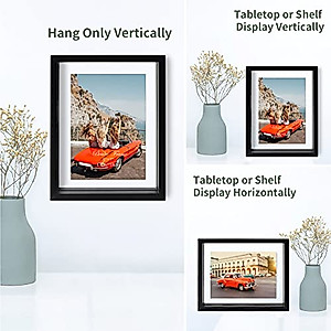 Trwcrt 5x7 Picture Frame Set of 4, Double Glass Floating Photo Frames Display up to 7 x 9 Photos for Desktop or Wall Hanging, Black