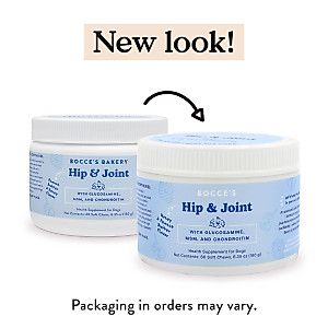 Bocce's Bakery Hip & Joint Supplement for Dogs, Daily Chews Made in The USA with Glucosamine, MSM, and Chondroitin, Supports Healthy Joints, Peanut Butter & Honey, 60 ct