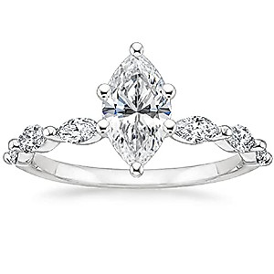 JEWELERYN Lovely Solitiare Bridal Set, Marquise Cut 3 CT, Colorless Moissanite Ring Set, 925 Sterling Silver, Engagement Ring, Wedding Ring, Christmas Gift, Perfact for Gifts Or As You Want (4)