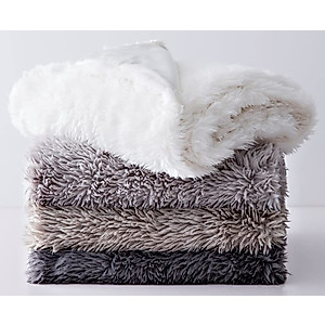 Artisan 34 Extra Warm and Cozy Luxury Faux Fur Blanket - Fuzzy and Fluffy Super Soft Reversible Taupe Throw Blanket for Bed, Couch, Home Décor- Double Sided, Ultra Soft Throw Blanket