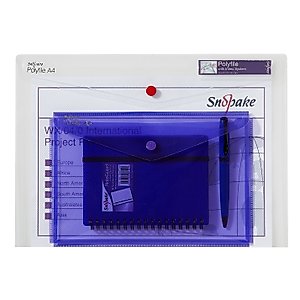 Snopake A4/A5 Polyfile Duo Popper Wallet with Index Tab and Press Stud Closure – Clear [Pack of 5] Ref: 15693
