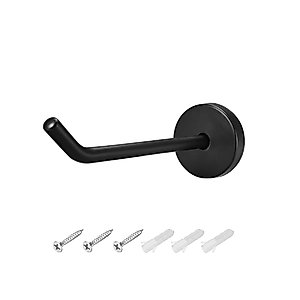 uxcell 1Pcs Wall Mounted Hook Robe Hooks Single Towel Hanger with Screws, Stainless Steel, 3.66Inch, Black