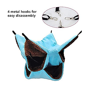 Small Animal Hammock Small Pet Cage Hanging Hammock Swinging Bed Warm Plush 3 Tier Hanging Bed Nap Sack Swing Bag Ferret Squirrel Hamster Rat Playing Sleeping Sugar Glider Squirrel Chinchilla Hideout