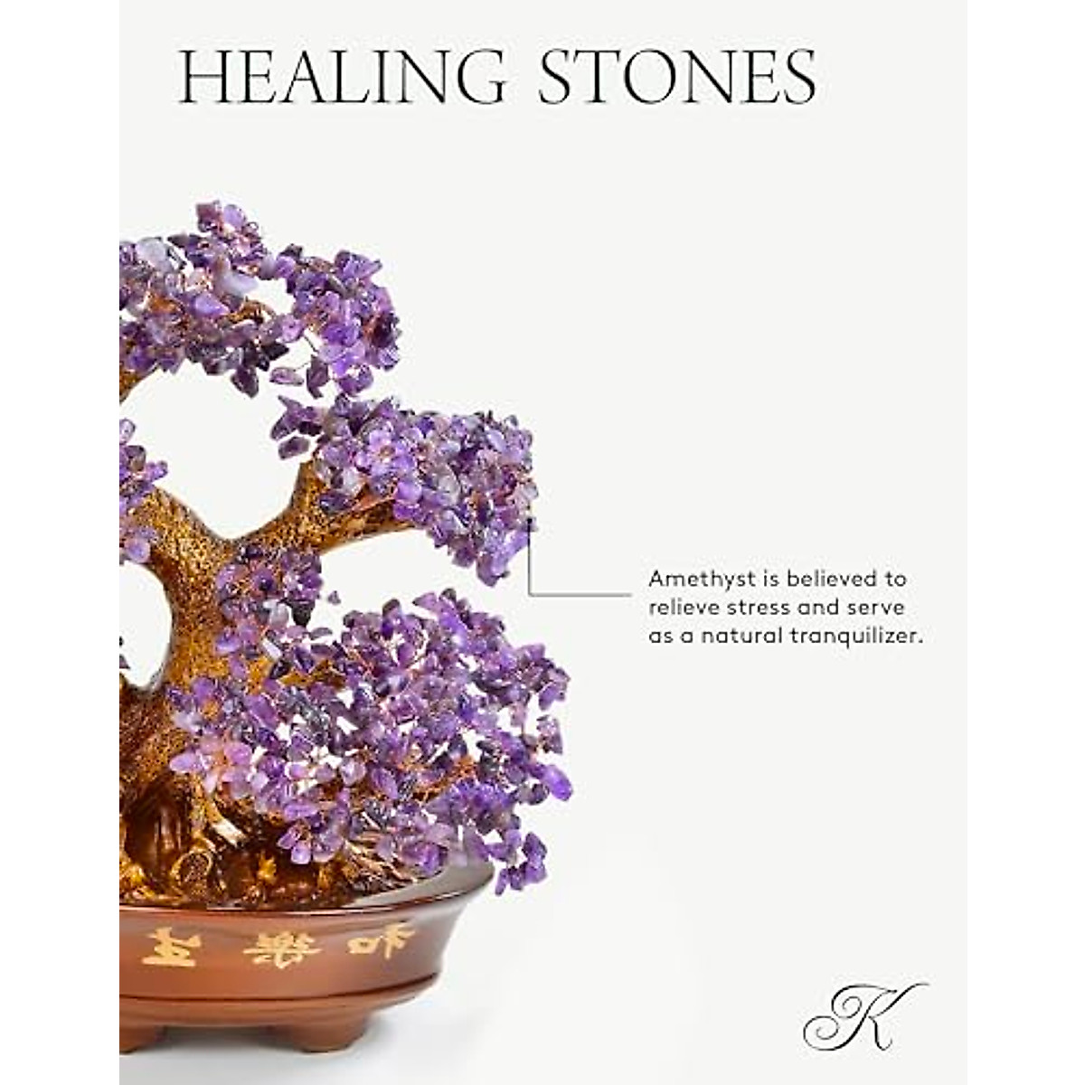 KALIFANO Large Amethyst (1,251 Gemstone Count) Chakra Crystal Tree with Healing Properties - Bonsai Feng Shui Money Tree for Positive Energy, Luck and Wealth