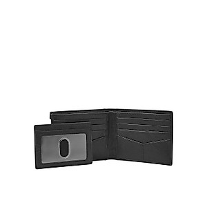 Fossil Men's Neel Leather Bifold Sliding 2-in-1 with Removable Card Case Wallet, Black, (Model: ML3888001)