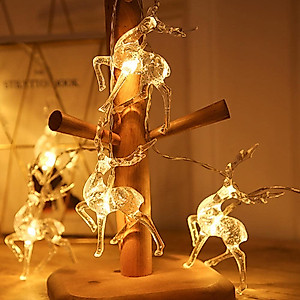 Creative Reindeer String Lights|LED Christmas Lights|USB & Battery Powered Fairy Lighting|DIY Lights Decorations for Home, Garden, Patio Festival Party-Warm White-9.8FT(20LED)_USB
