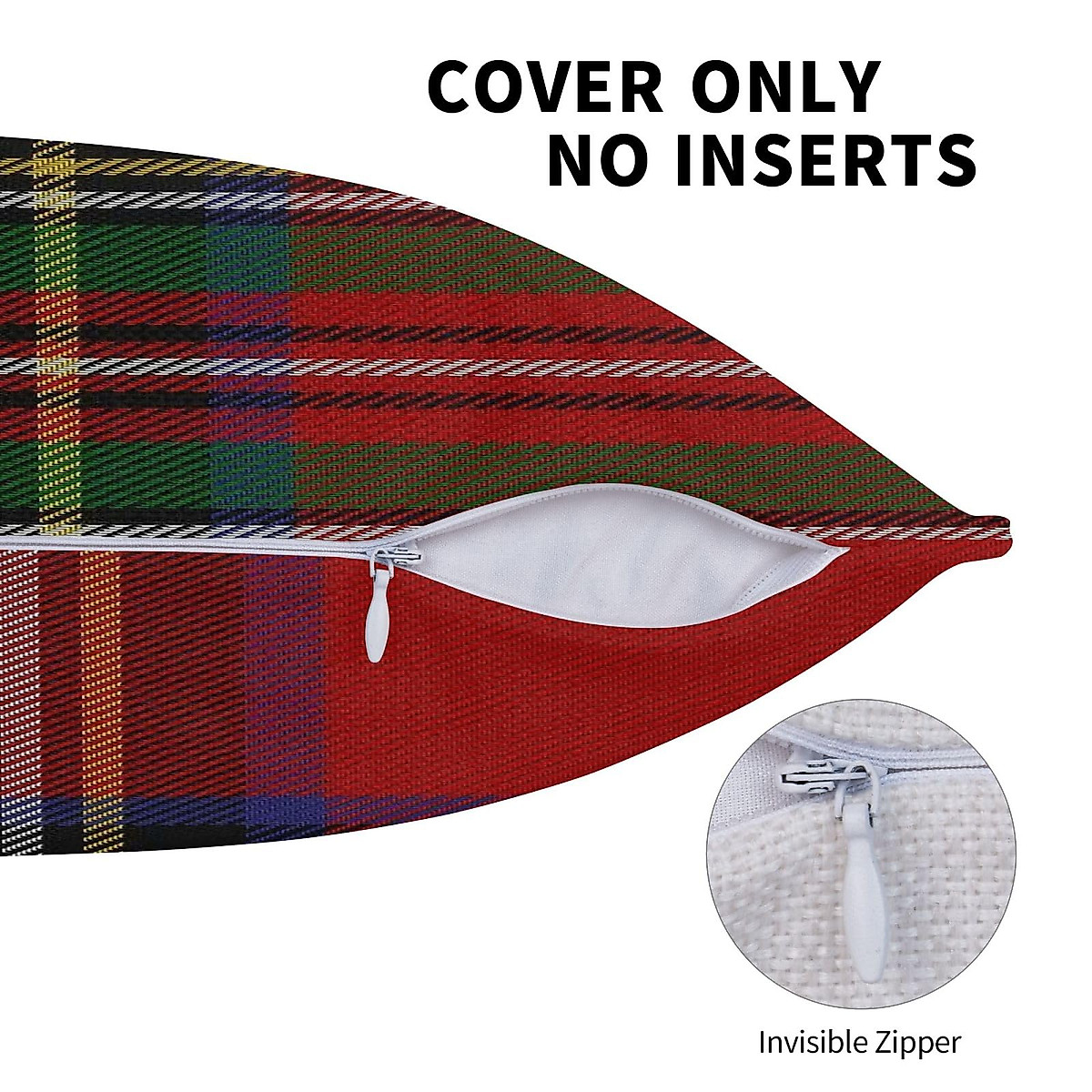 ChangQingArt Checkered Pillow Covers 16x16 Inch, Green Scottish Tartan Red Abstract Ancient Antique Black Double Sided Decorative Pillows Cases Throw Pillows Covers