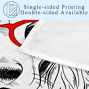 Yorkie Puppy with Santa Antler and Red Glasses Prints Soft Warm Cozy Blanket Throw for Bed Couch Sofa Picnic Camping Beach, 150×100cm