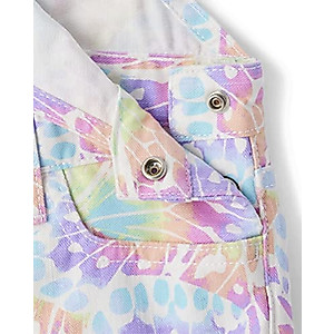 The Children's Place Girls' Denim Shortall Overalls, Rainbow Tie Dye, 8