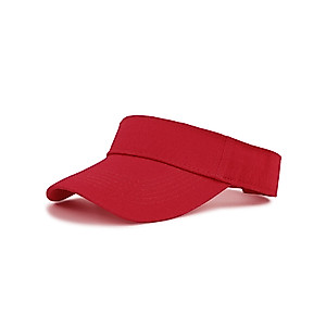 Womens Visor Hats Unisex Sun Visor Cotton Twill Adjustable Sun Caps Summer UV Protection Hat for Sports Red One Size