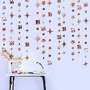 Rose Gold 18th Birthday Decorations Number 18 Circle Dot Twinkle Star Garland Kit Metallic Hanging Streamer Bunting Banner Backdrop for Girls Happy 18 Year Old Eighteen Anniversary Party Supplies