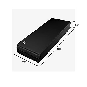 We Sell Mats Gymastics Multi-Sized Portable and Padded Folding Mat for Exercise, Yoga, Martial Arts, Portable with Hook & Loop Fasteners, 5' x 10' (1.5-inch Thick), Black