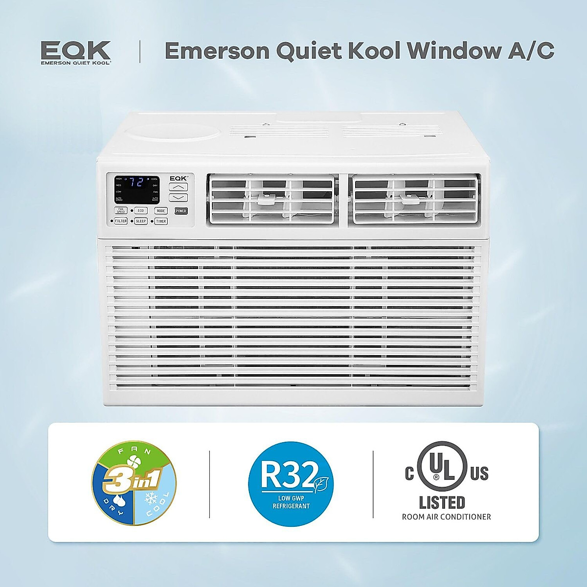 Emerson Quiet Kool EARC15RSE1 SMART 15,000 BTU 115V Window Air Conditioner with Remote, Wi-Fi, and Voice Control, White