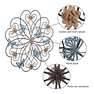 Homebeez Metal Wall Decor- Butterfly Wall Sculpture Flower Wall Hanging Art Decorations for Front Porch Living Room Bedroom Office Indoor Outdoor Garden (Butterfly-3)