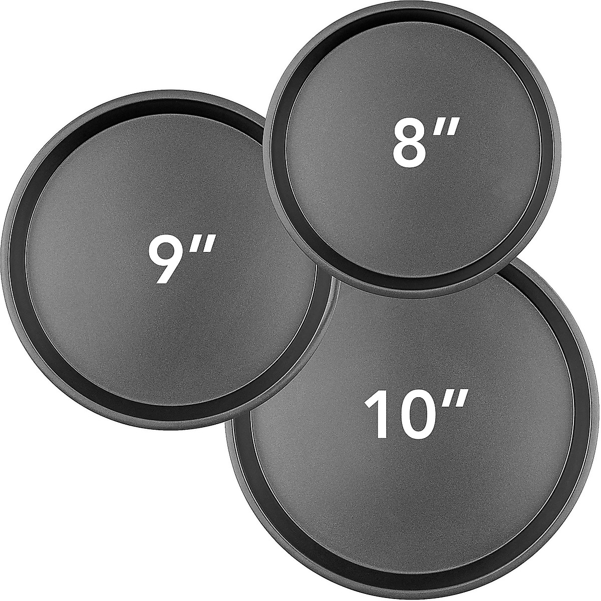 Southern Homewares Non-Stick Round Cake Baking Pan Cookie Sheet Set - Easy Clean Bakeware, 3 Pieces 8-inch 9-inch 10-inch