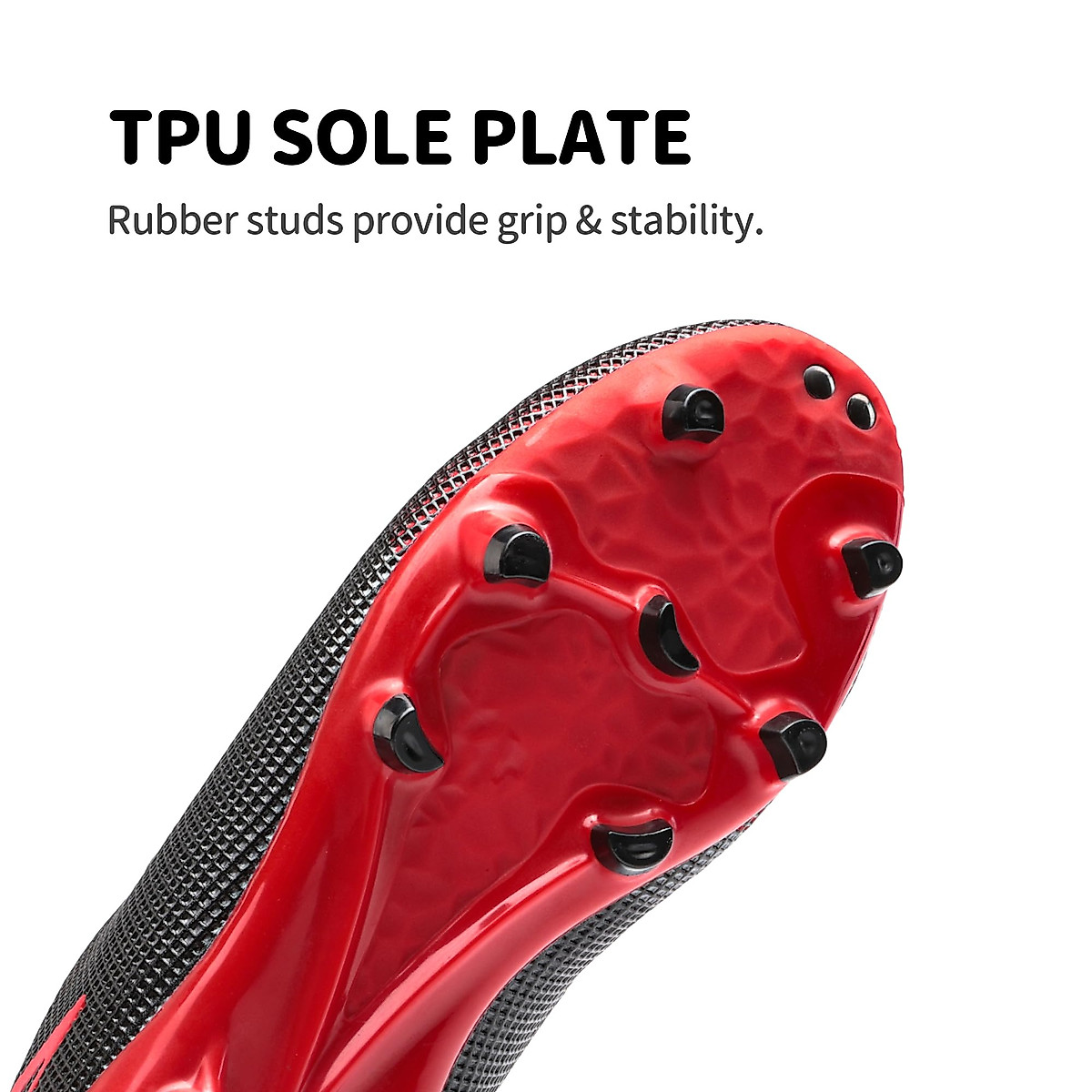 DREAM PAIRS Boys Girls Soccer Cleats Youth Firm Groud Athletic Outdoor Trainning Football Shoes for Little/Big Kid,Size 13 Little Kid,Black/Red,SDSO224K