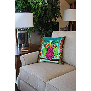 Toland Home Garden Rainbow Owl 18 x 18 Inch Indoor, Pillow, Case (2-Pack)