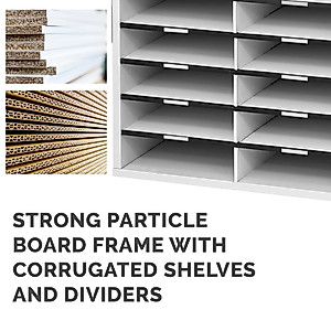 Fellowes 48 Compartment, Light Duty Literature Organizer with Corrugated Cardboard Shelves and Sturdy Surround, Dove Gray