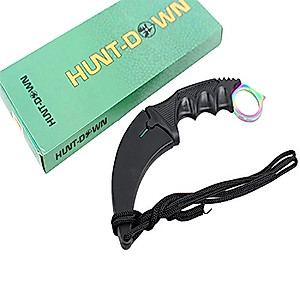 7.5" Hunt-Down Karambit Multi Color Blade Hunting Knife with Sheath and Clip