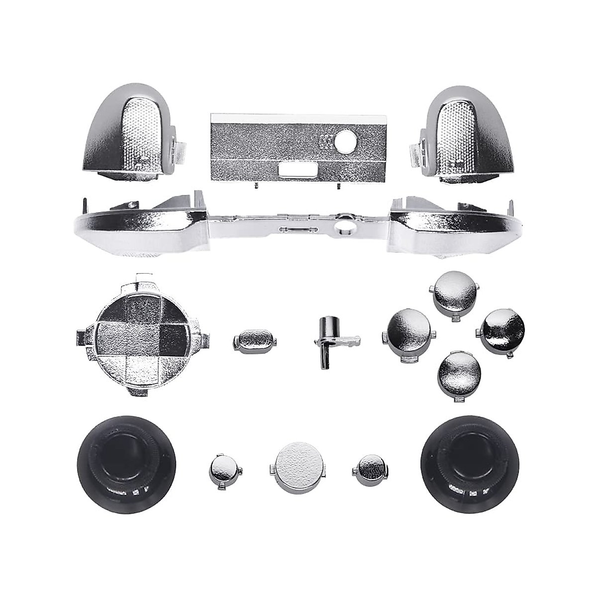 Yiootop Chrome color Replacement Buttons Set Mod Kits for Xbox Series X/S, Repair parts Bumpers Triggers D-pad ABXY Start Back Sync Share Keys for Xbox Series X S Controller (Chrome Silver)