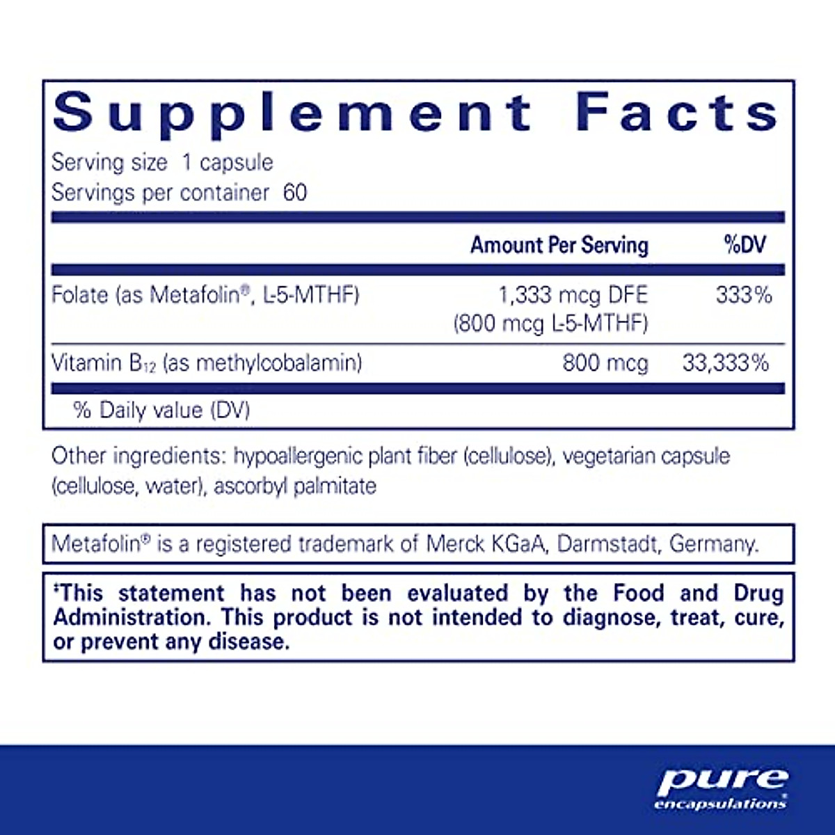 Pure Encapsulations B12 Folate | Energy Supplement to Support Nerves* | 60 Capsules