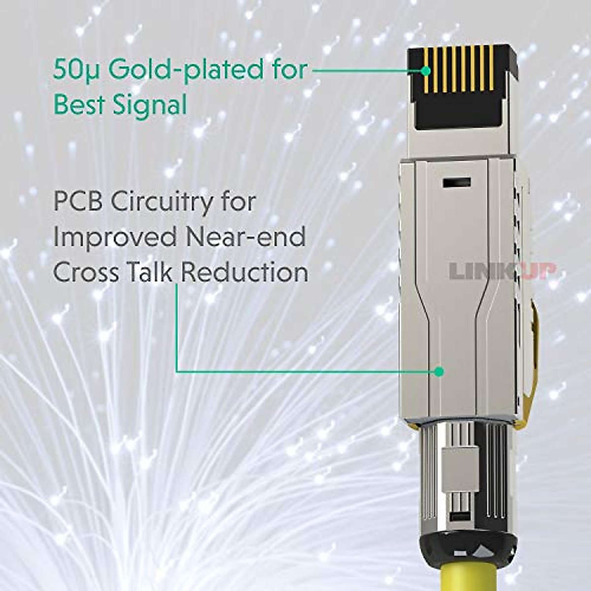 LINKUP - [GHMT & DSX8000 Certified] Cat8 Ethernet Patch Cable S/FTP 22AWG Double Shielded Solid Cable | 2000MHz 2GHz 40Gbps | 5th-Gen Ethernet LAN Network 40G Structure Wires |Yellow| 1 M (3.3ft)
