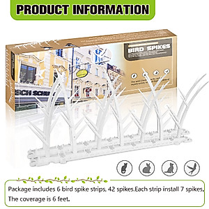 Protecker Bird Spikes, Pigeon Squirrel Spike Strips for Cat Raccoon Animals Repellent to Keep Off Crow, Fence Spikes Defend Birds and Railing Roof