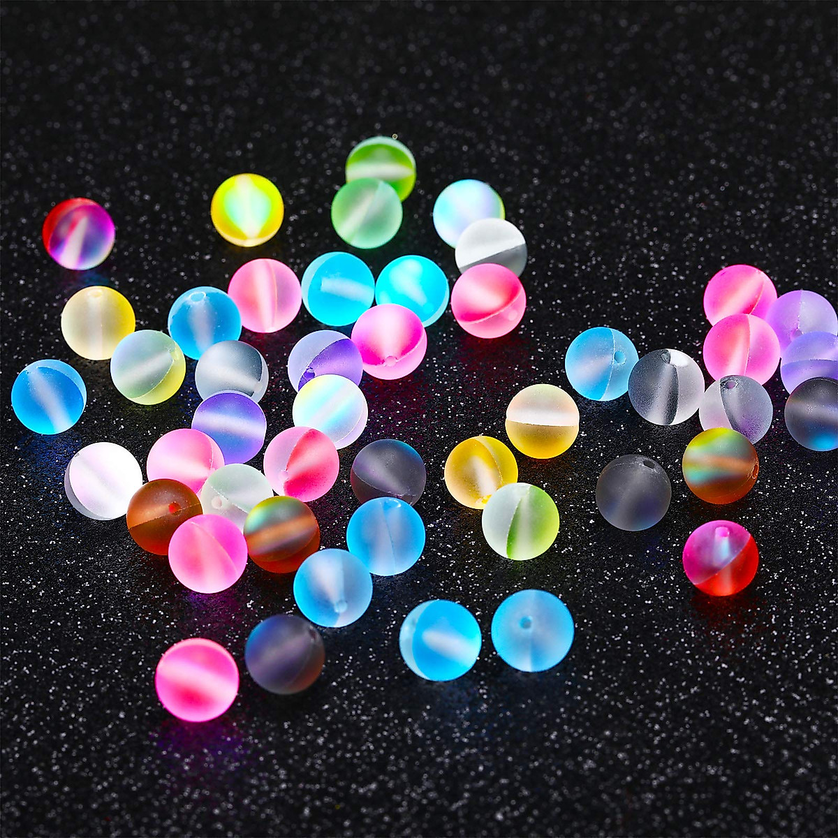 Yaomiao 140 Pcs 8 mm Mermaid Glass Beads Bulk Matte Crystal Glass Beads Frosted Moonstone Beads for Jewelry Making Crafts DIY, Multicolor