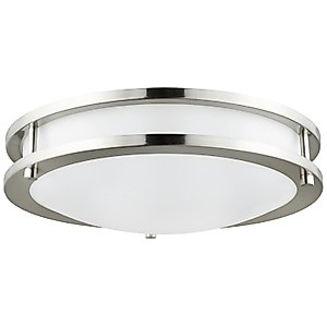 Diodesy 12 Inch LED Ceiling Light Fixture, 15W Flush Mount Ceiling Light Fixture for Bathroom Hallway Living Room and Bedroom, Dimmable, 1050LM, 2700K-5000K 5CCT Adjustable, Brushed Nickel, ETL.