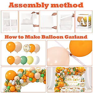 Winrayk Little Cutie Baby Shower Decorations Boy Girl, Baby Boxes with Letters Orange Balloon Arch A Little Cutie is On The Way Backdrop Tablecloth Foil Balloon Gender Reveal Baby Shower Decor Neutral