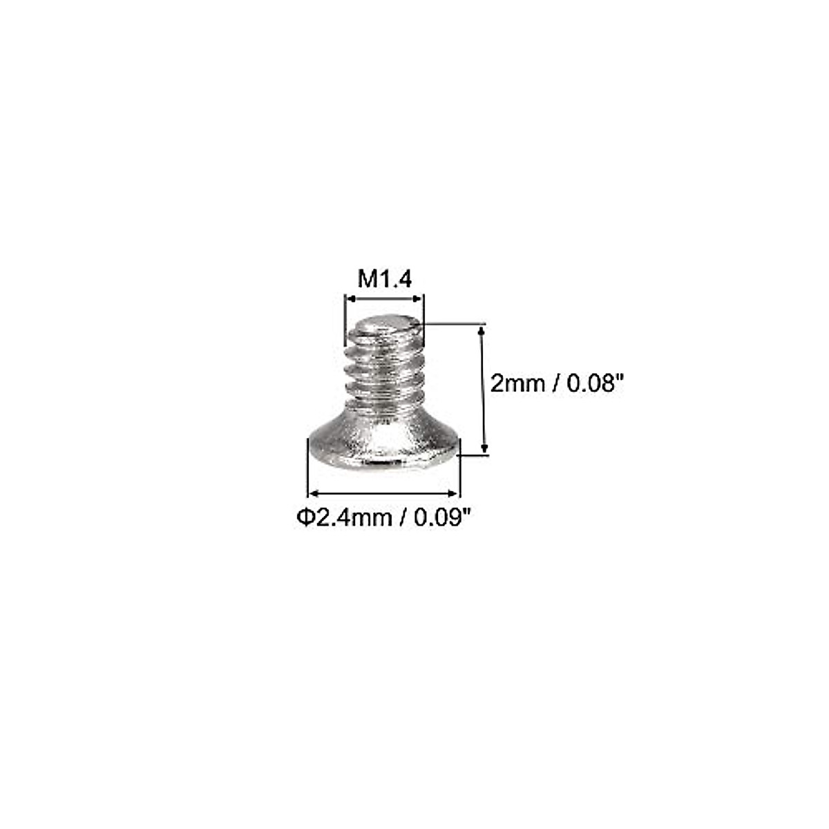 uxcell M1.4 x 2mm Phillips Screw Fastener Silver Tone for Laptop PC TV Fan Switch 500pcs