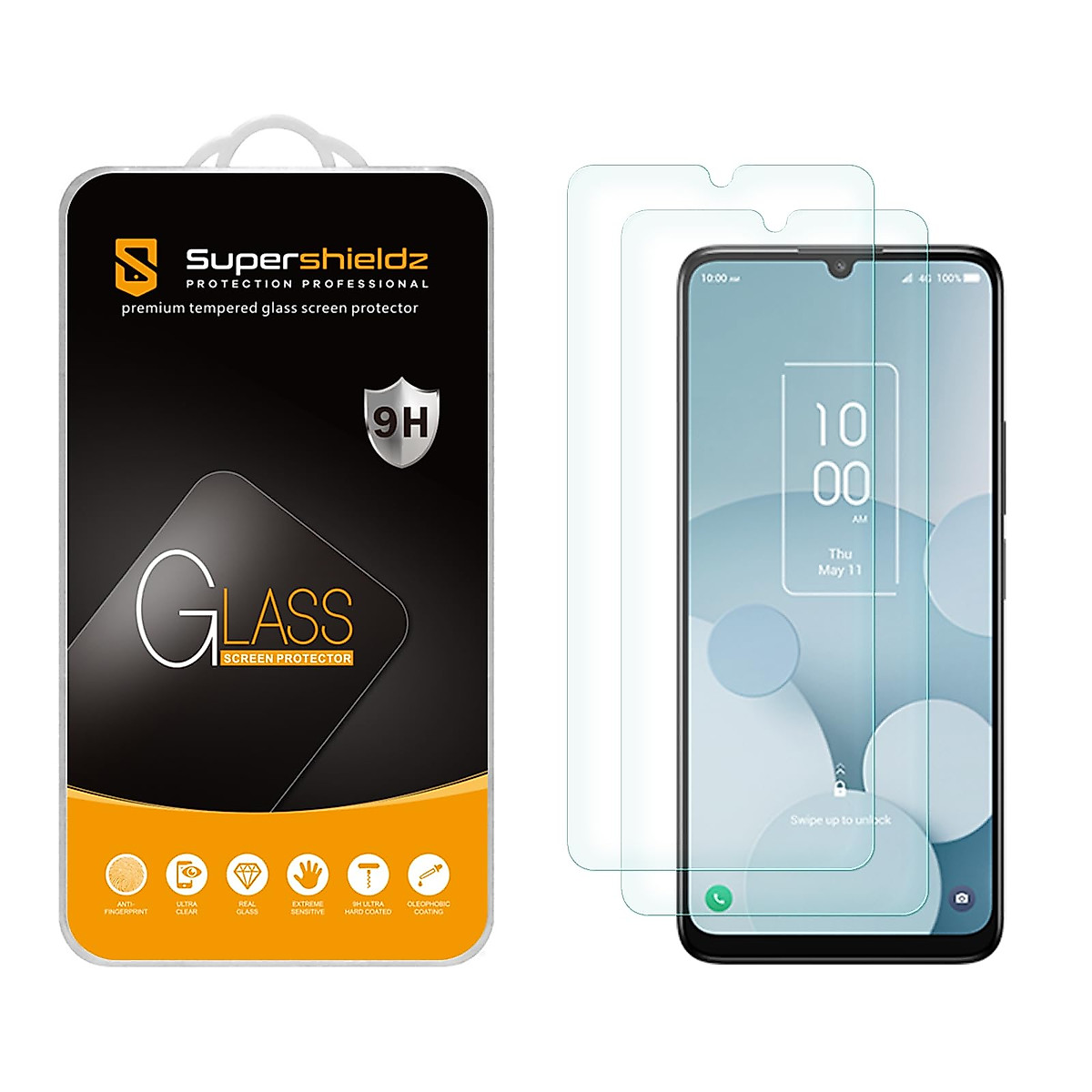 Supershieldz (2 Pack) Designed for TCL 40 XL / 40 T Tempered Glass Screen Protector, Anti Scratch, Bubble Free
