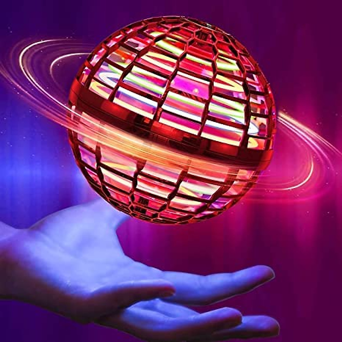 Fly Nova Pro Magic 360 Rotating Hover Mini Drone Flying Ball (Red)