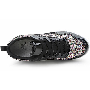 PPXID Women's Platform Sequins Fashion Sneakers Walking Shoes Lightweight Non Slip Running Shoes-Black 7.5 US Size