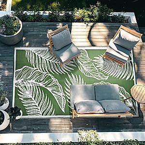 wikiwiki Outdoor Rugs 9x18 for Patios Clearance, Waterproof & Portable Camping Rugs for Outside Your RV, Large Indoor/Outdoor Plastic Straw Mats, Perfect for Deck,Balcony,Pool,Green, Rugscape Series