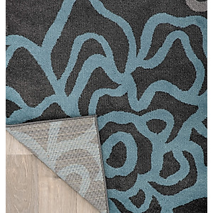 Rugshop Contemporary Modern Floral Abstract Flowers Easy Maintenance for Home Office, Living Room, Bedroom, Kitchen Soft Area Rug 2' x 3' Gray