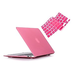 RUBAN Case Compatible with MacBook Air 13 Inch (Models: A1369 & A1466, Older Version 2010-2017 Release), Slim Snap On Hard Shell Protective Cover and Keyboard Cover, Pink