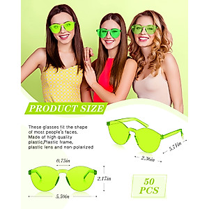 Xuhal 50 Pairs Colored Sunglasses Rimless Round Party Sunglasses Frameless Colored Glasses Transparent Candy Color Tinted Eyewear for Women Men Girls Adults