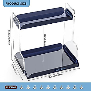 PEKVIZK 2 Tier Bathroom Countertop Organizer, Acrylic Vanity Tray for Spice Rack, Storage Shelf, Cosmetic & Make-up Storage, Under Sink Organizer for Bathroom, Kitchen, Living Room, Bedroom
