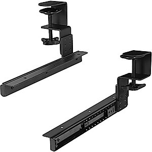 VIVO Height Adjustable Clamp and 12 inch Rail Set for DIY Custom Wooden Keyboard Trays (Tray Not Included), Under Desk Pull Out Slider Track with C-clamp Mount System, Black, MOUNT-RAIL02H